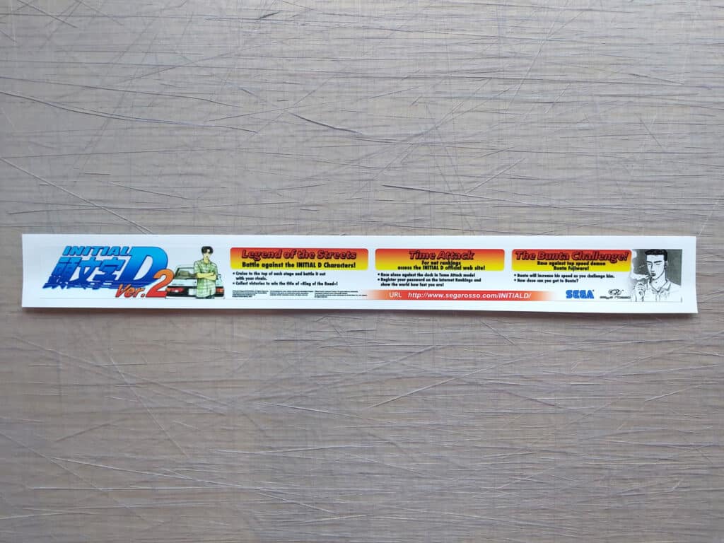 Initial D Ver. 2 Bezel Instruction - Arcade Art Repro