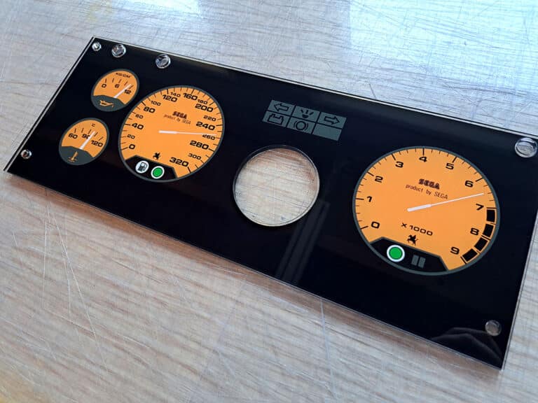 Outrun Upright Dash Speedometer Plexi - Arcade Art Repro